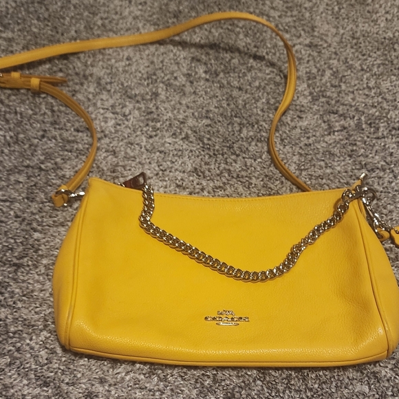 Coach | Bags | Coach Yellow Leather Shoulder Bag | Poshmark